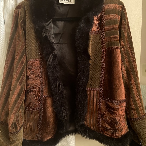 Jackets & Coats | Fun Velvet Jacket With Faux Fur Trim | Poshmark